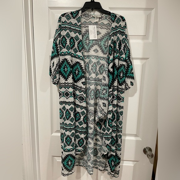Turquoise Haven | Other | Green And Grey Aztec Duster | Poshmark